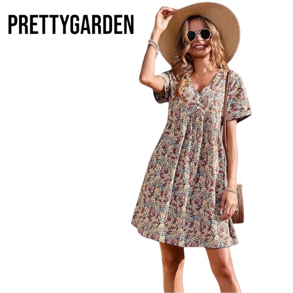PrettyGarden | Dresses | Prettygarden Summer Dress Short Sleeve V Neck ...